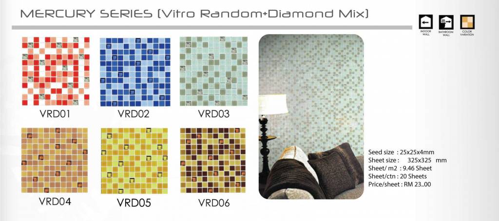 Mercury Series (Vitro Random + Diamond Mix) - GNG Tiles Malaysia