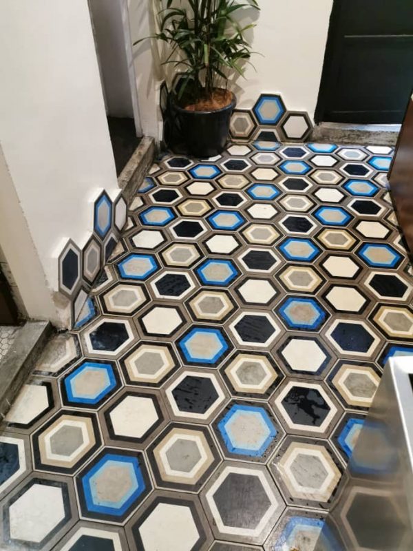 Coloring Floor Tile With Hexagonal Cement Tile And Rokkaku And Spain ...