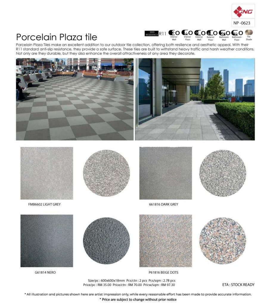 Porcelain Plaza Tiles - GNG Tiles Malaysia