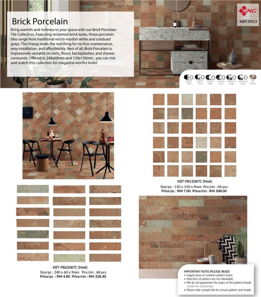 Brick Porcelain - GNG Tiles Malaysia