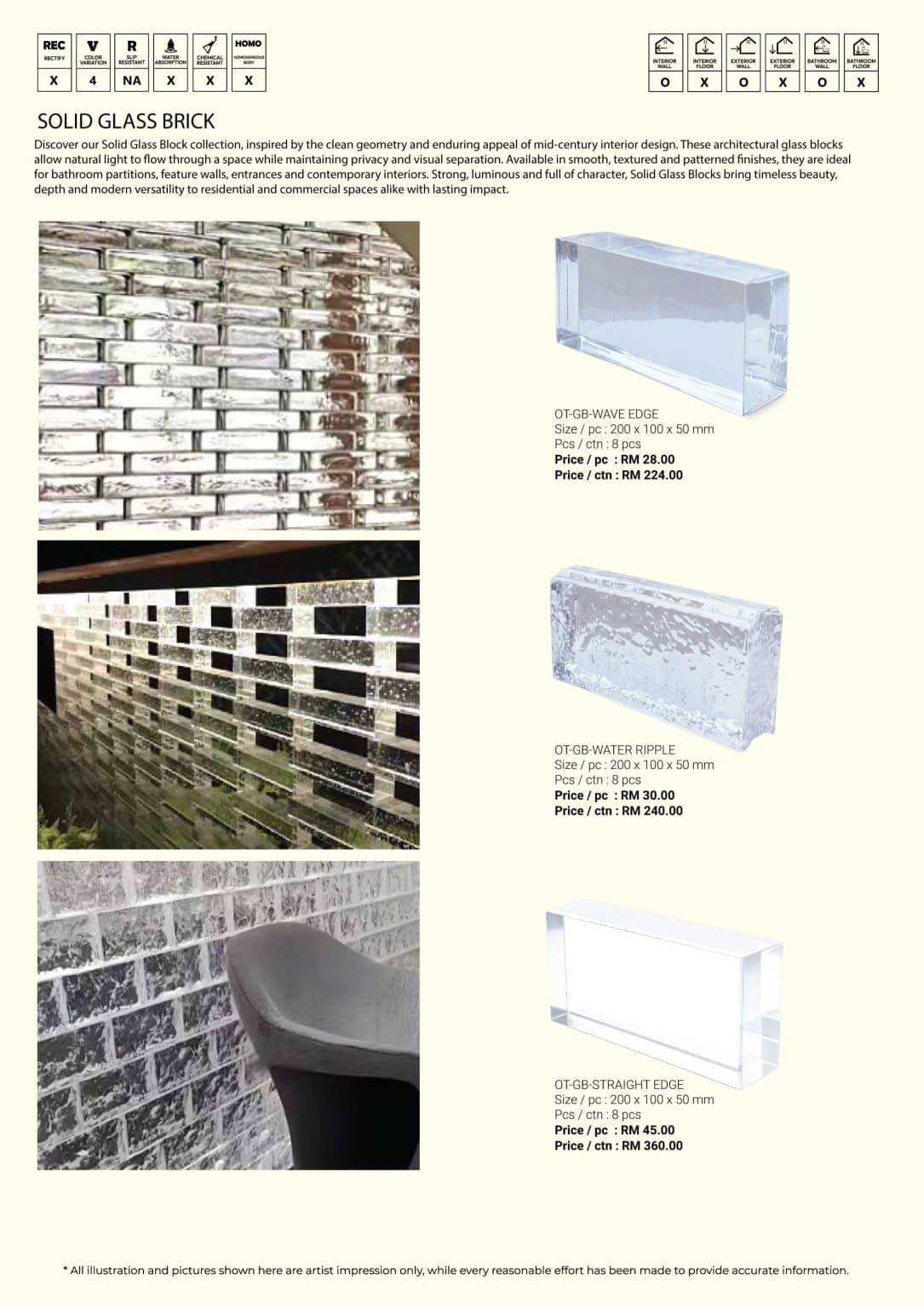 Solid Glass Block - GNG Tiles Malaysia