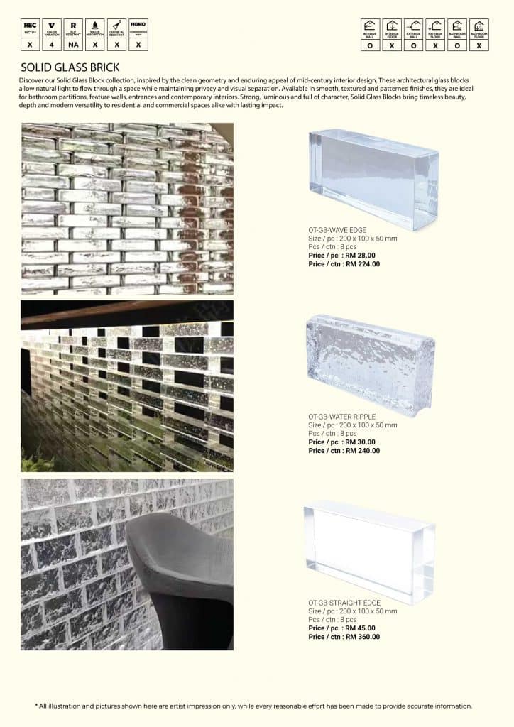 Solid Glass Block - GNG Tiles Malaysia